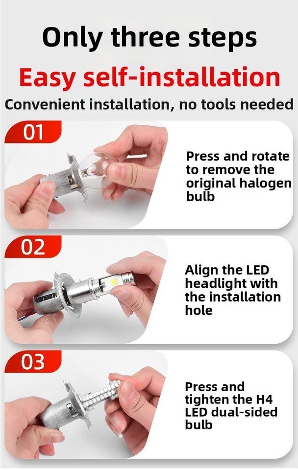 LED Headlight H4 BA20D H6 with Super Bright Output for Motorcycle ...