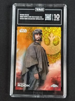 2025 Topps Chrome Star Wars #12 Bodhi Rook Gold Mini-Diamonds #/50 TAG ...