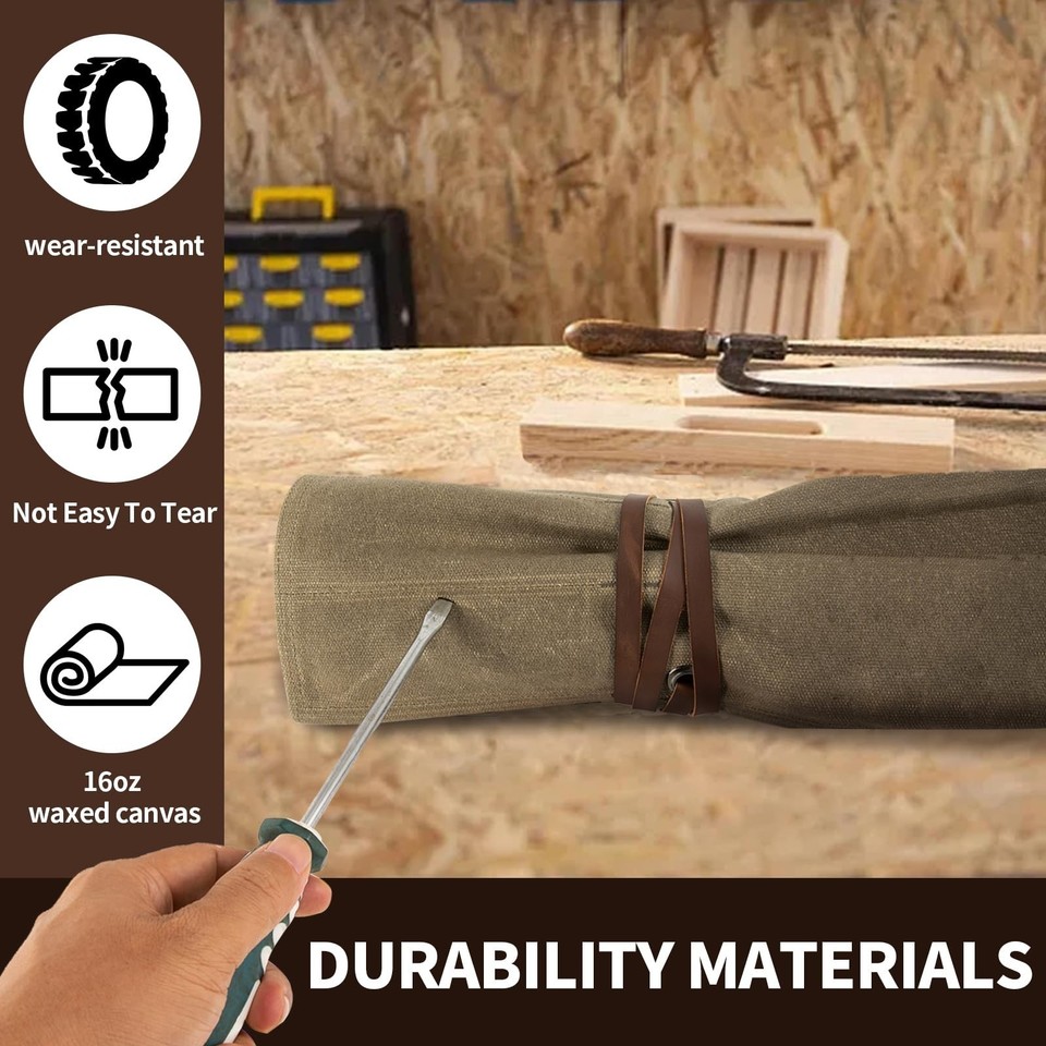 Chisel Roll,Small Tool Roll Pouch,Tool Roll Bag Organizer, Heavy Duty ...
