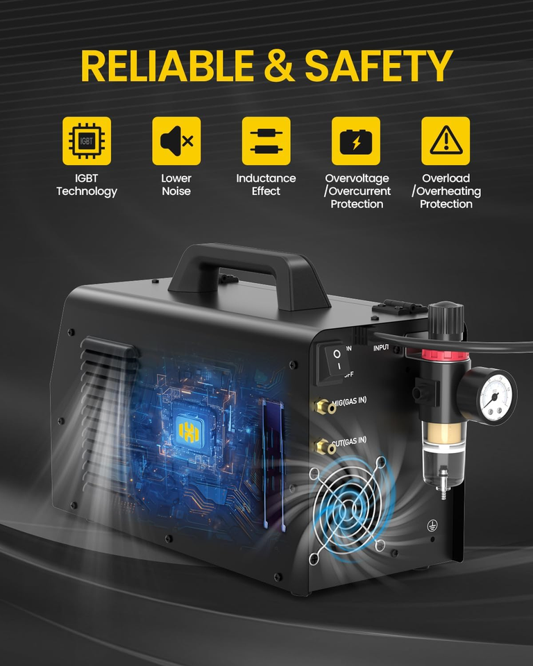 6-in-1 MIG Welder 200A Combo: Gas/Gasless, TIG, Stick, Plasma Cutter ...