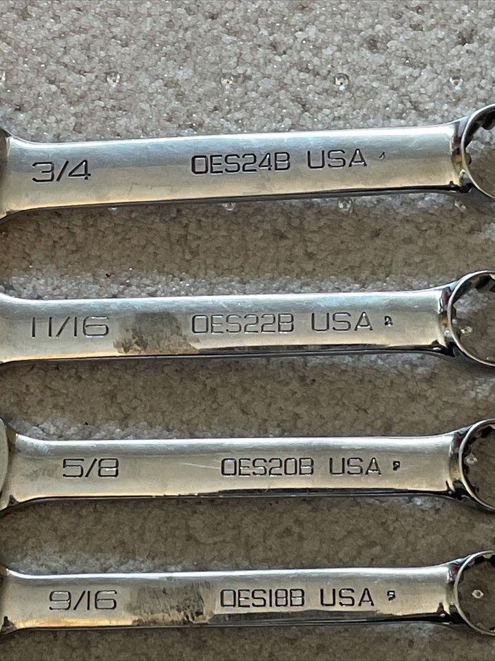 Snap On 7Pc SAE Spline Short Combination Wrench Set 3/8” - 3/4" 12Pt ...