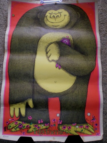 Vintage 1971 GARY PATTERSON Togetherness POSTER Ape ART Gorilla Large ...