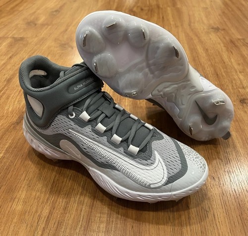 Nike Alpha Huarache Elite 4 Mid Grey White Baseball Cleats DJ6520-012 ...