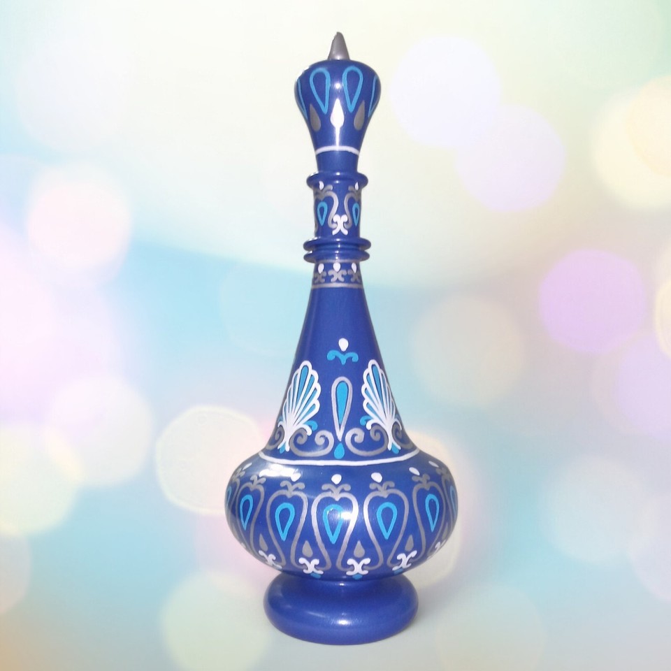 LT504 Hand Painted Mouth-Blown Glass Blue Genie Jeanie Genie Decorative ...