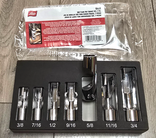 Lisle 7pc 3/8" dr Flare Nut/ Line Socket Wrench Kit w/Tray 3/8" to 3/4 ...