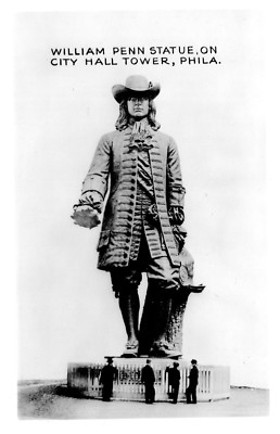 RPPC William Penn Statue, on City Hall Tower, Philadelphia Post Card ...