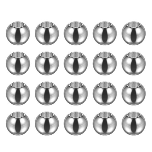 20pcs Beads 8mm Stainless Steel 4mm Hole Dia Bead for DIY Crafts ...