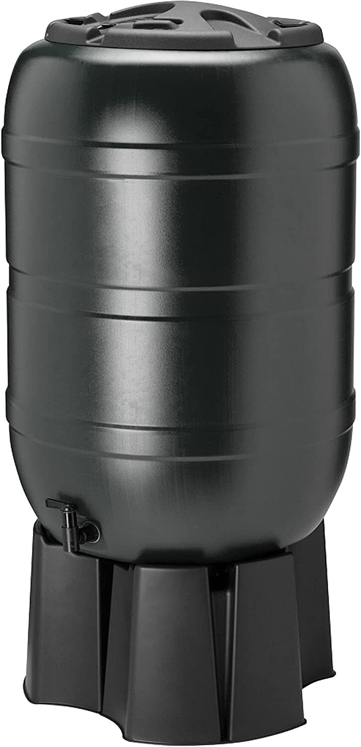 100L or 210L Garden Large Round Plastic Water Butt Set Inc Tap, Stand ...