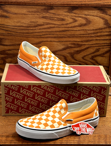 Vans Classic Slip On Checkerboard Dark Cheddar Shoes | eBay