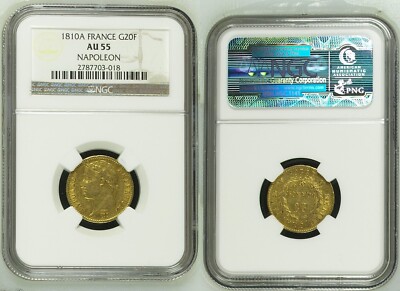 FRANCE G20F 1810A Napoleon I GOLD 20FR Paris Mint Better year NGC AU 55 ...