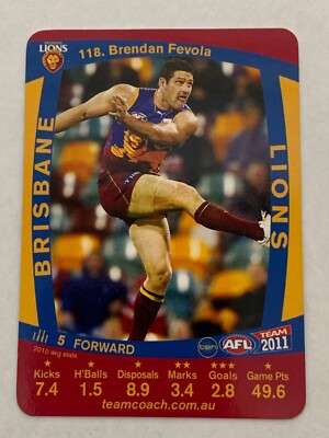 2011 AFL Teamcoach Common Card 'Brendan Fevola' Brisbane #118 | eBay ...