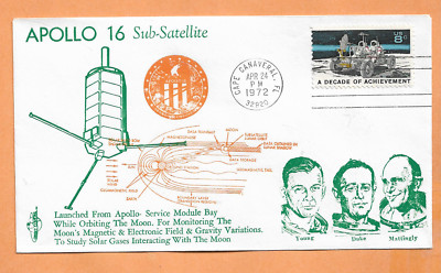 APOLLO 16 SUB SATELLITE LAUNCHED APR 24,1972 CANAVERAL ORBIT SPACE ...