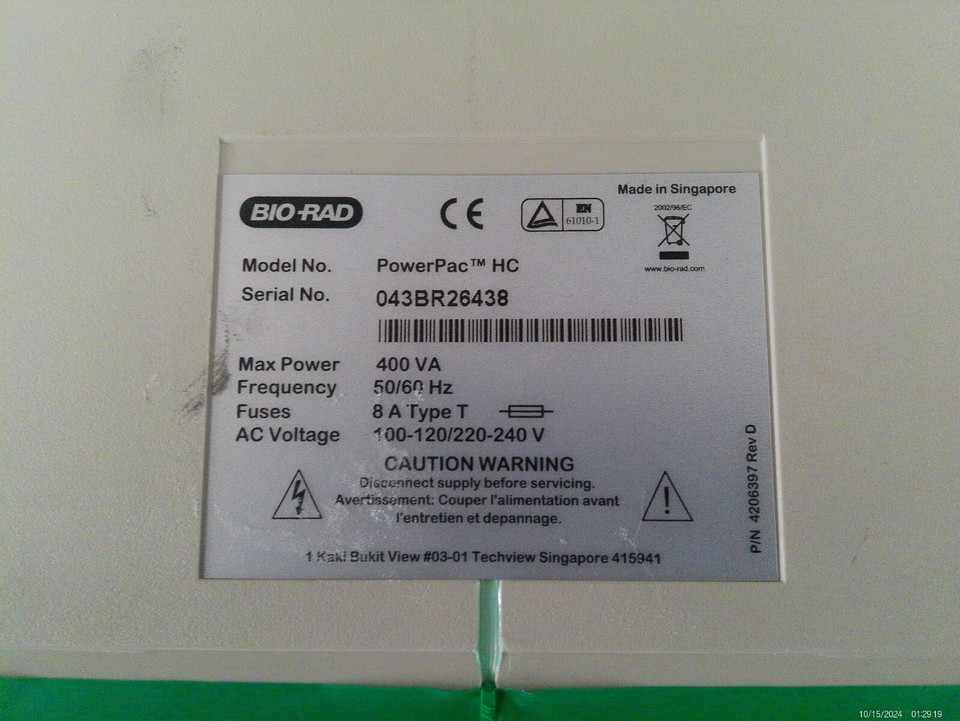 Bio-Rad PowerPac HC Electrophoresis Power Supply w/ Mini Protean Tetra ...