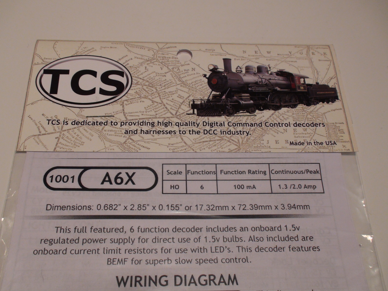 TCS #1001 A6X Train Control Systems Decoder 6 Function | eBay