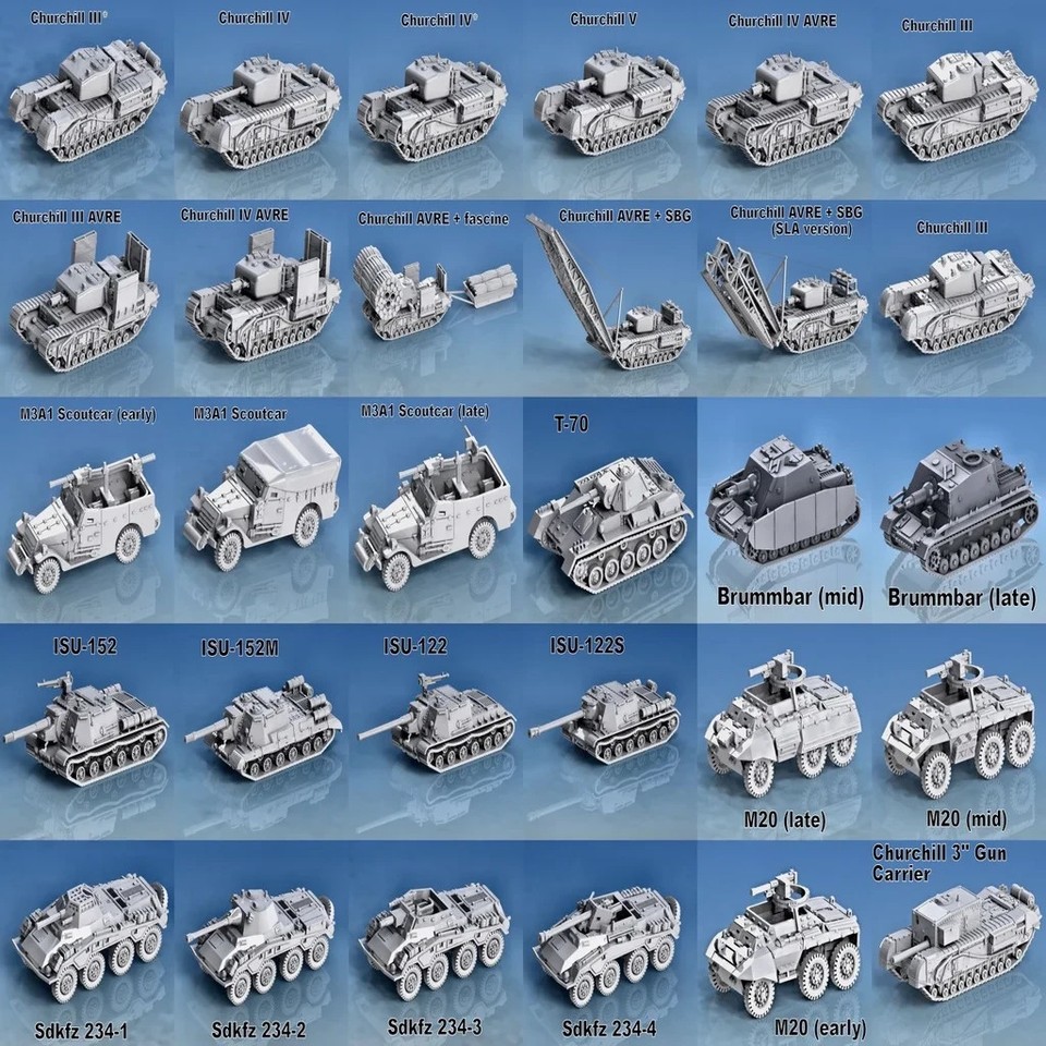 (Pack of 3 ) USA Tanks and Vehicles 15mm 1/100 WWII Wargames Tabletop ...