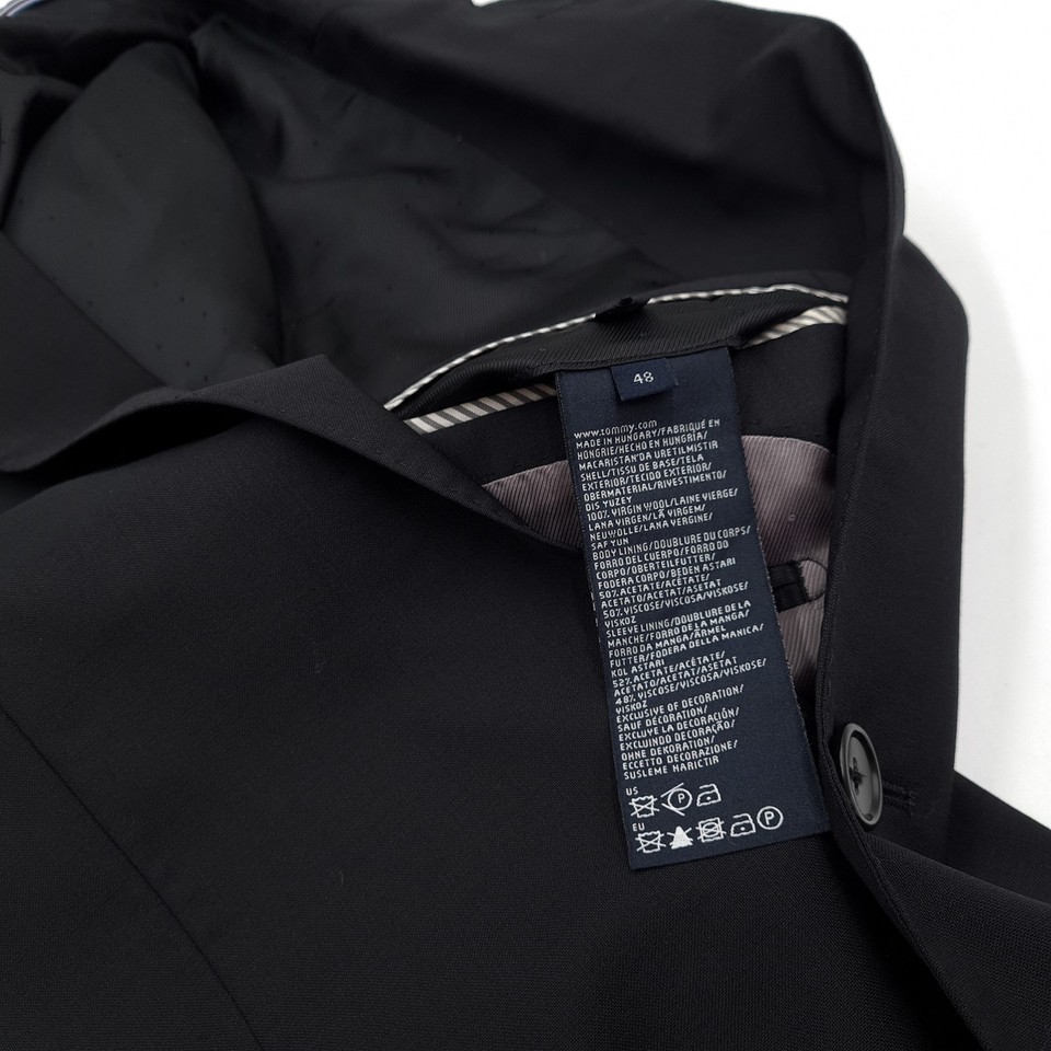 Tommy Hilfiger Jacke Blazer Schurwolle Schwarz Ba3 Größe Eu 48 UK/US 38 ...