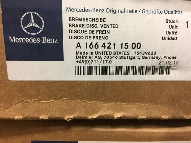 Mercedes-Benz GLE W166 Front Right Brake Disc A1664211500 2015 for sale ...