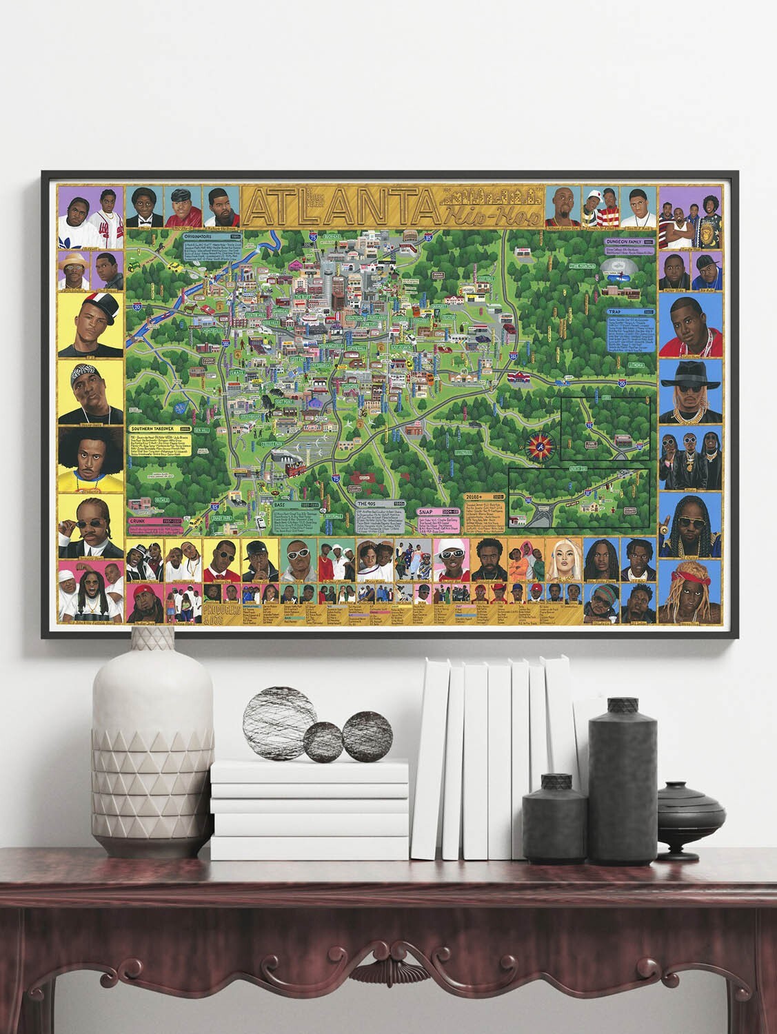 Atlanta Rap Map 24"x36" Art Print Poster - Hip Hop History (Outkast, T ...