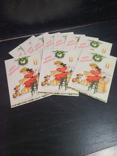 VINTAGE UNUSED CHRISTMAS CARDS-SET OF TEN. SMALL. NO ENVELOPE- GIBSON ...