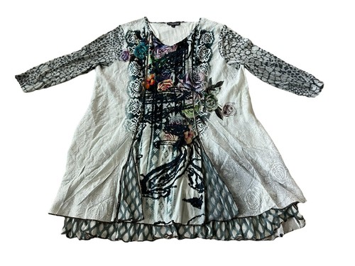 The Pyramid Collection Womens Dress XL 3/4 Sleeve Floral V-Neck Lined ...