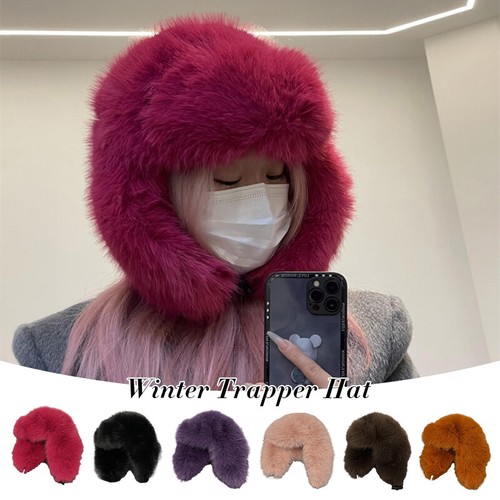 Women's Trapper Hat Imitation Mink Plush Hat Winter Warm Ear Protection ...