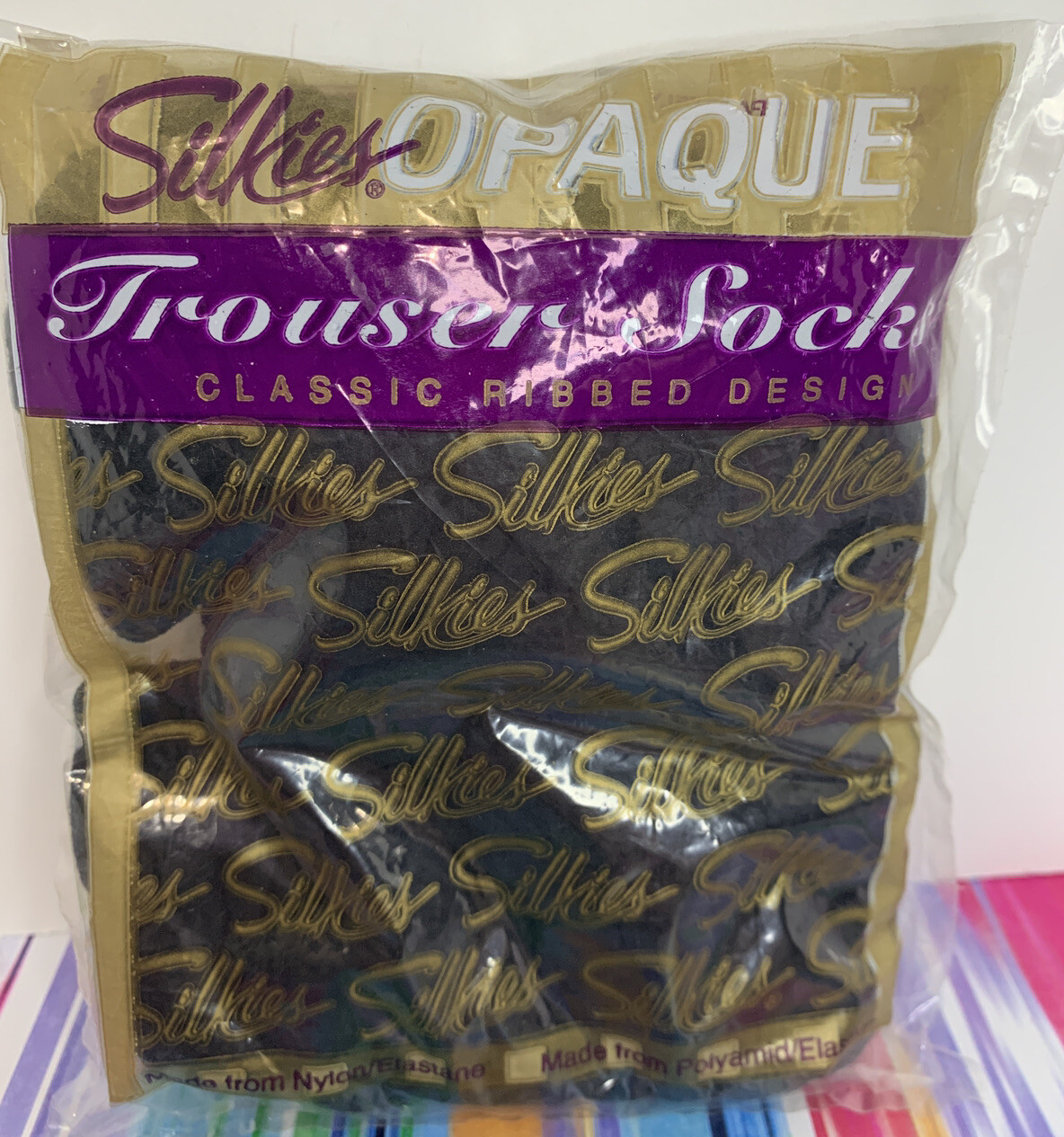 Silkies Opaque Trouser Socks 2 Pairs Ribbed Design Black 091028 | eBay