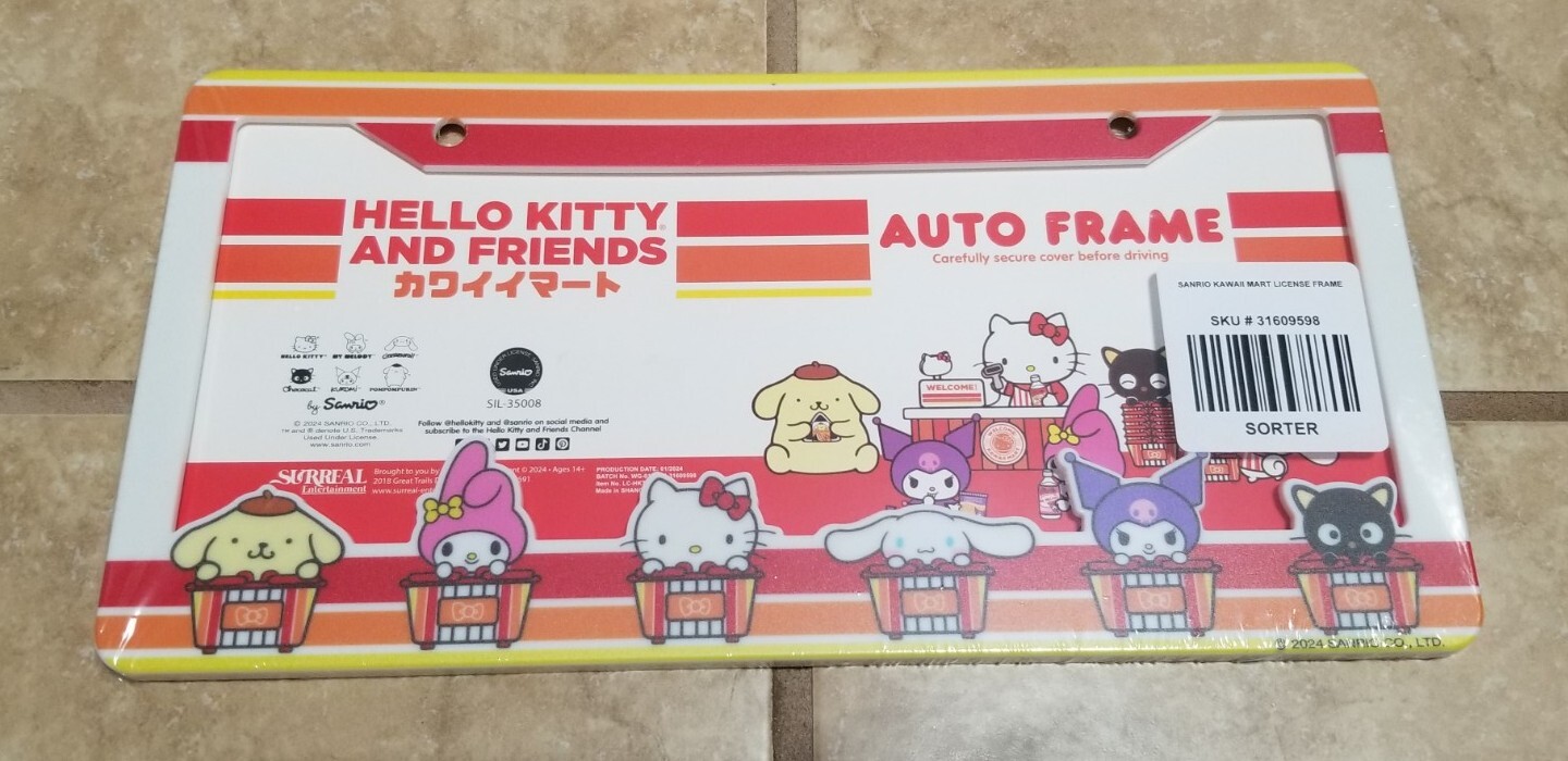 Sanrio Hello Kitty & Friends Kawaii Mart License Plate Frame | eBay