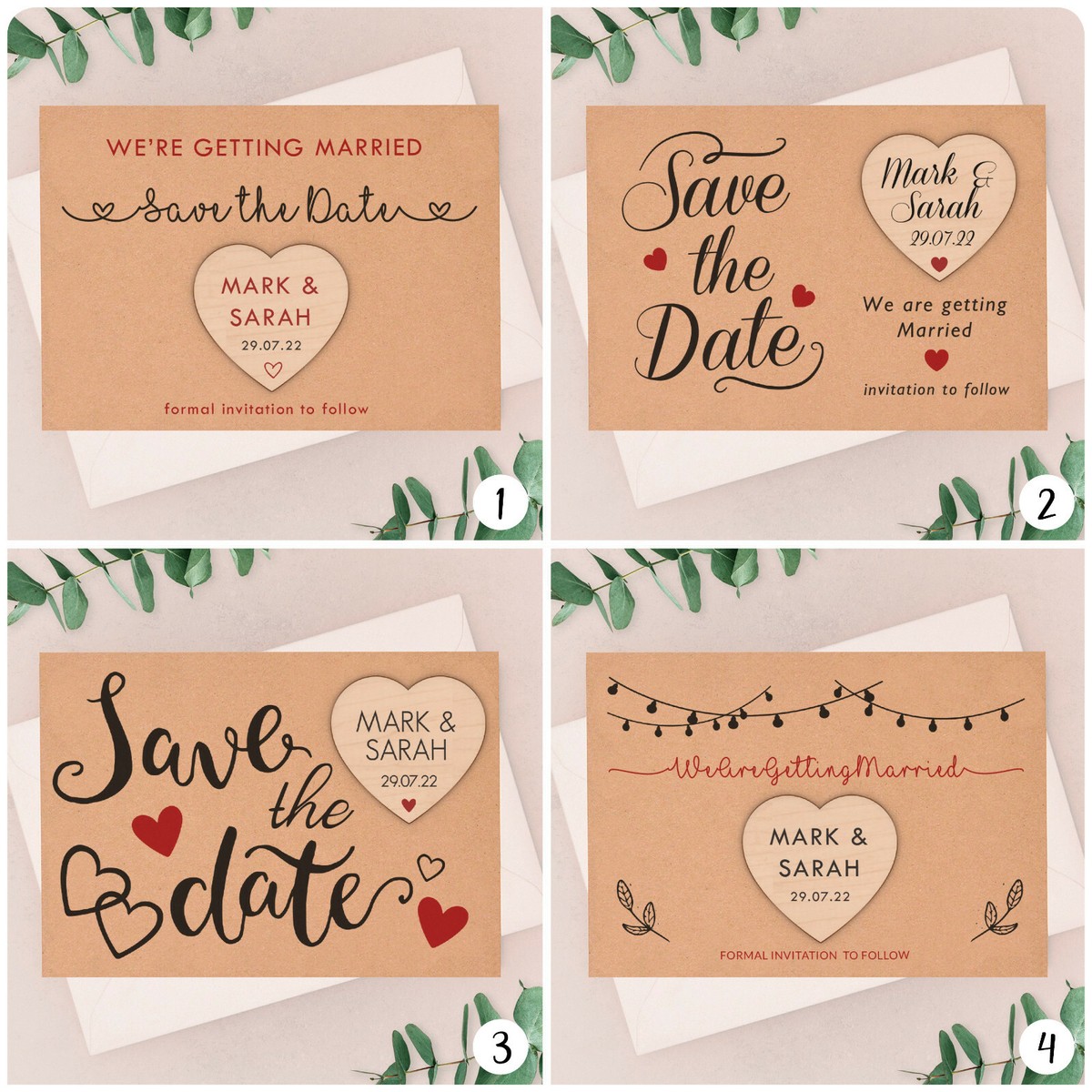 Wooden Save The Date Cards