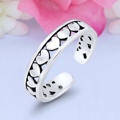 4mm Heart Band Toe Ring 925 Sterling Silver Toe Ring Thin Adjustable ...