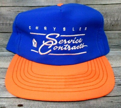 Chrysler Service Contracts Vintage Hat Blue Neon Orange made in USA | eBay
