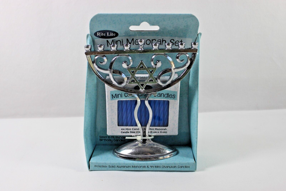 Rite-Lite Mini Aluminum Chanukah Menorah With Mini Candles Hanukkah | eBay