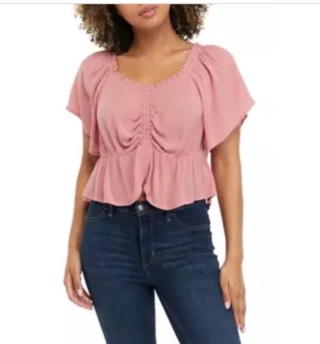 Short Sleeve Cinched Front Top - Size XL - Pink - NWT - True Craft | eBay