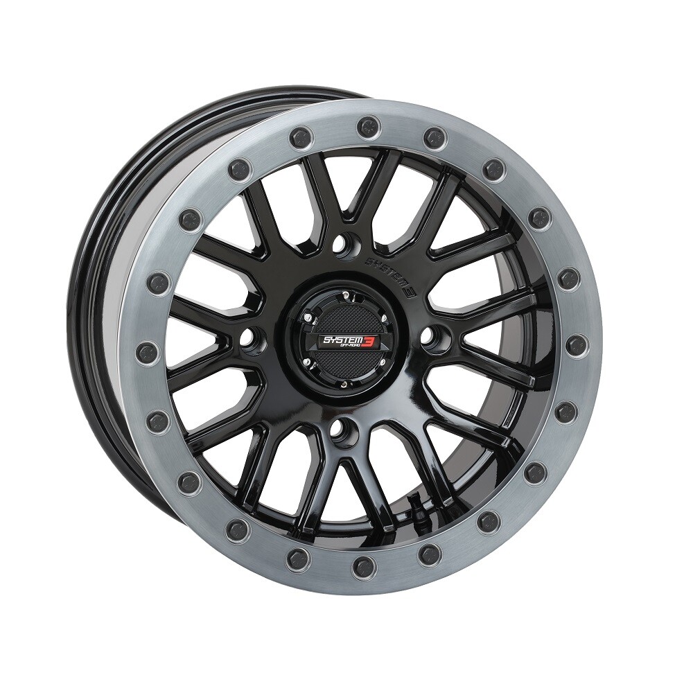 System 3 SB-9 Bdlk 15" Wheels Gloss Bk 32" RC500 Tires Textron Wildcat ...
