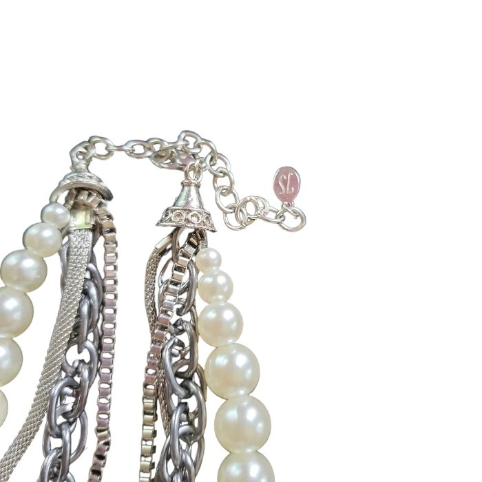 Vtg 4 Strand Sarah Coventry Necklace Faux Pearl Silver Tone Chains ...