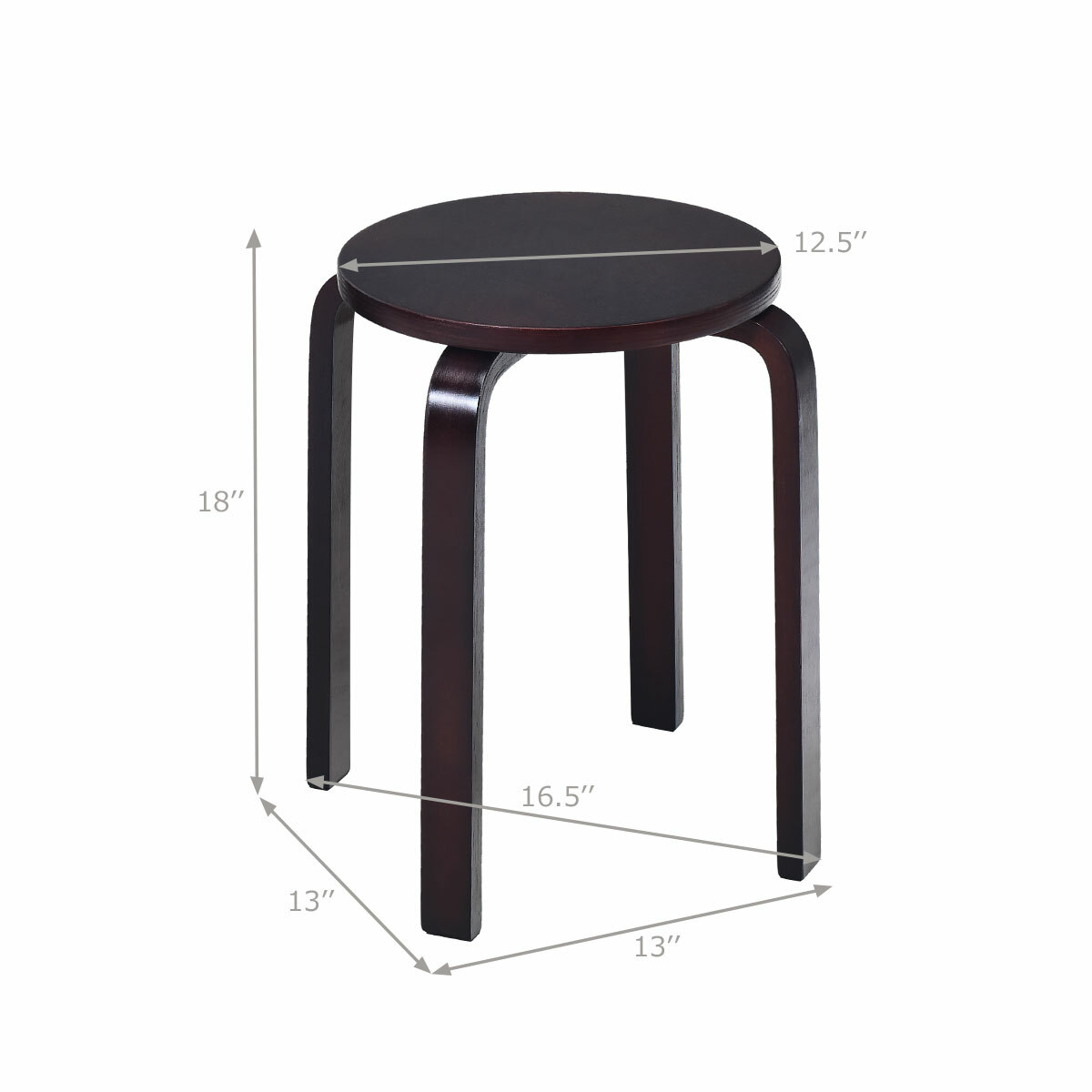 Set of 4 18" Stacking Stool Round Dining Chair Backless Wood Home Decor ...