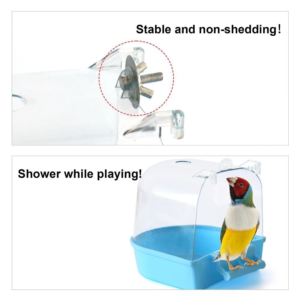 Transparent Parrot Shower Perch Hanging Shower Box Bird Bath for Cage ...