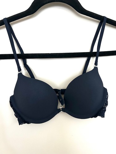 NWT New Gilly Hicks Abercrombie Cute Push-Up Navy Blue Lace Bra 32B | eBay