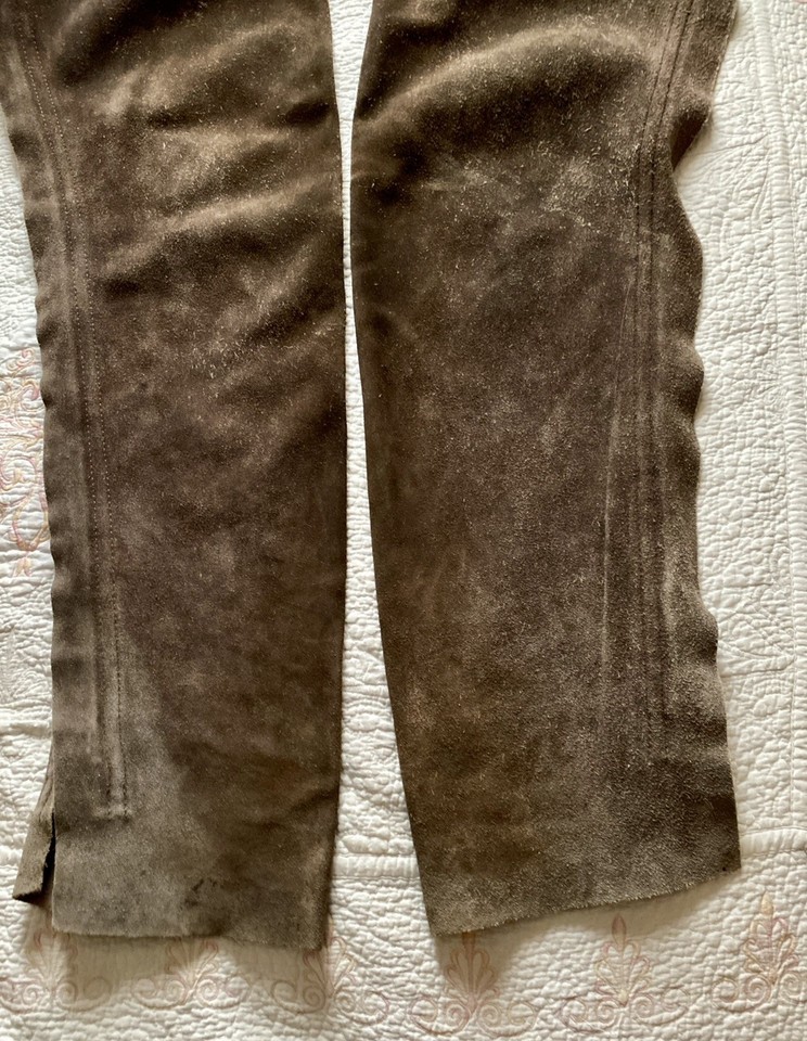 Vintage Thick Suede Leather Chaps Men’s Old Western Cowboy Heavyweight ...