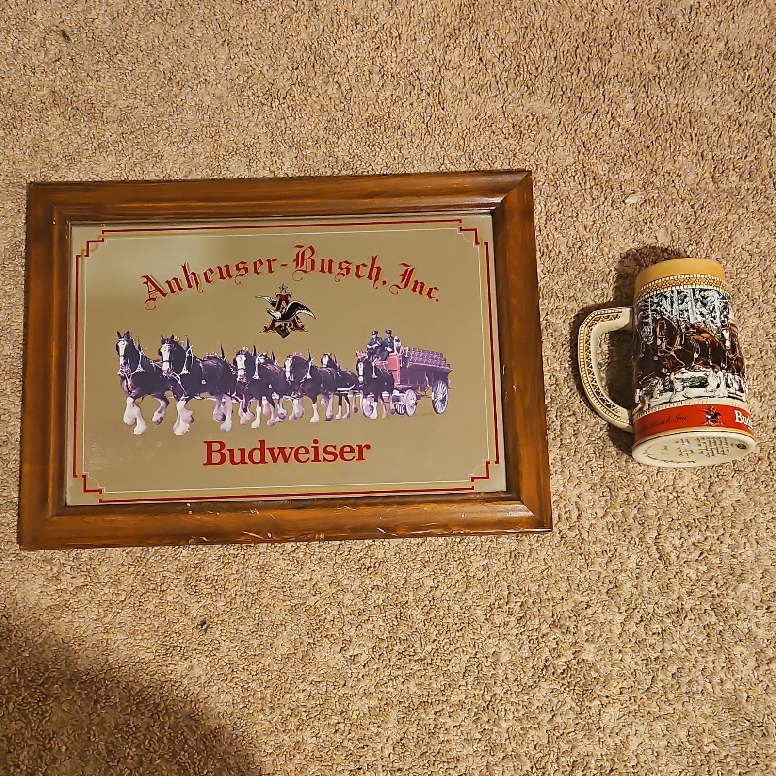 Anheuser Busch Budweiser Mirror & Two Beer Steins Rare Lot | eBay