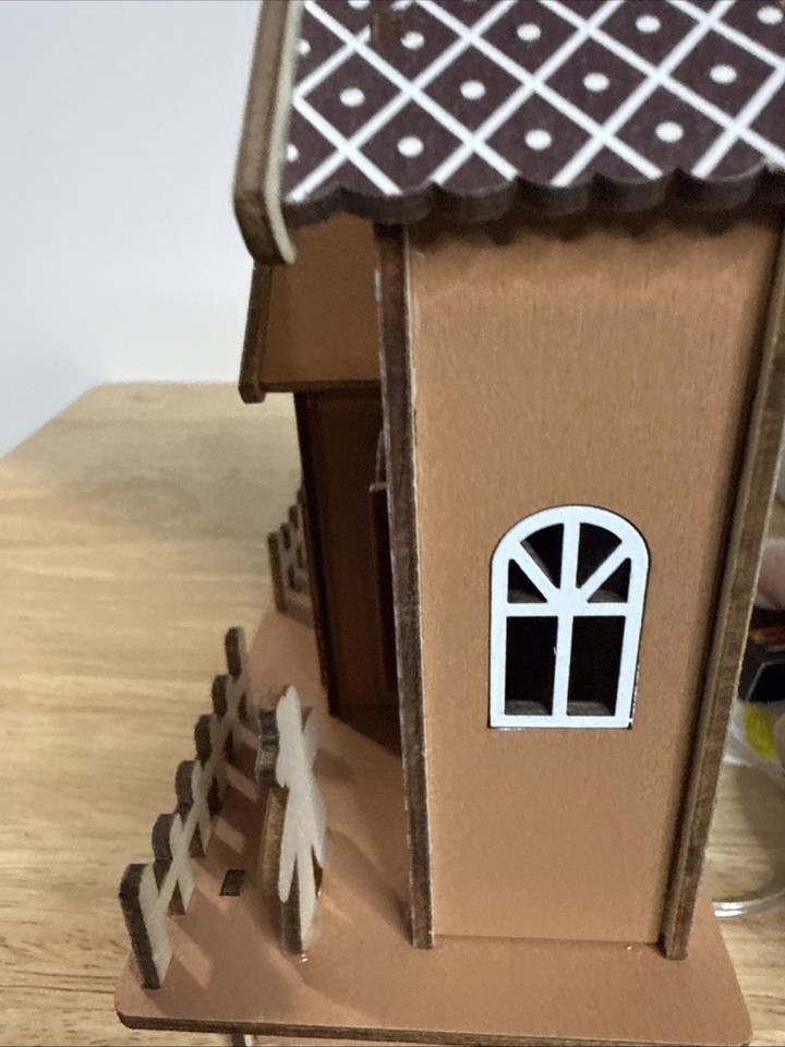 Wooden Gingerbread Candy House Christmas Decor Lights Up 7” Tall 6 ...
