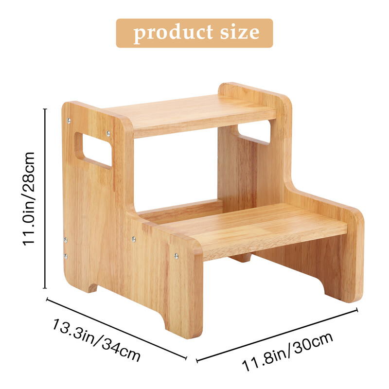 2-tier Step Stool Heavy Duty Wooden Multi Purpose Step Stool&Seat f ...