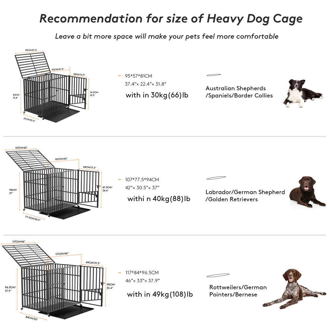Heavy-duty In/Outdoor Large Steel Dog Crate Cage Pet Kennel House with ...