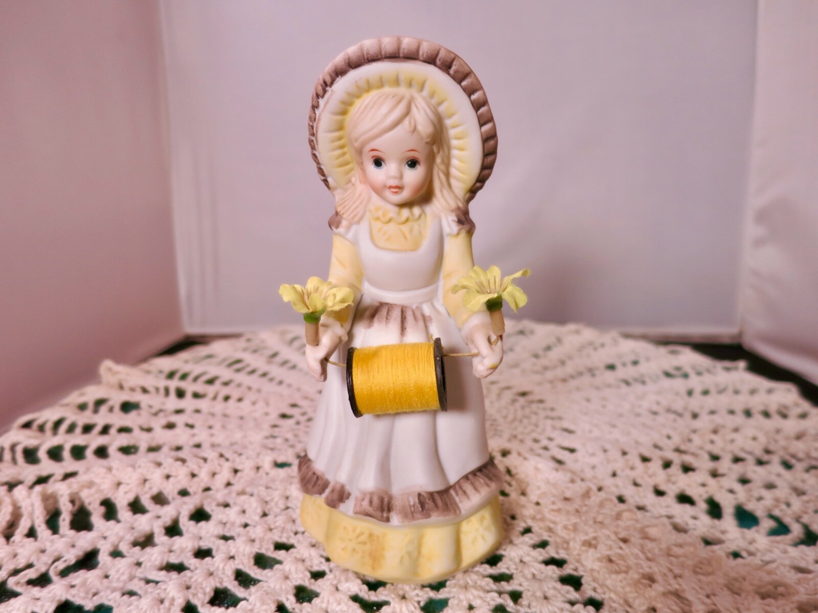 Vintage Figurine Girl with spool of thread 6" Taiwan Price Products ...