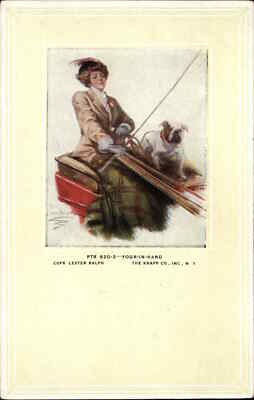 SIGNED LESTER RALPH Beautiful Woman Fishing w Bulldog Bull Dog | eBay