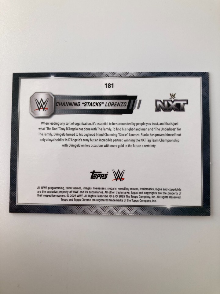 TOPPS WWE CHROME 2025 CHANNING STACKS LORENZO NXT PINK SHIMMER ...