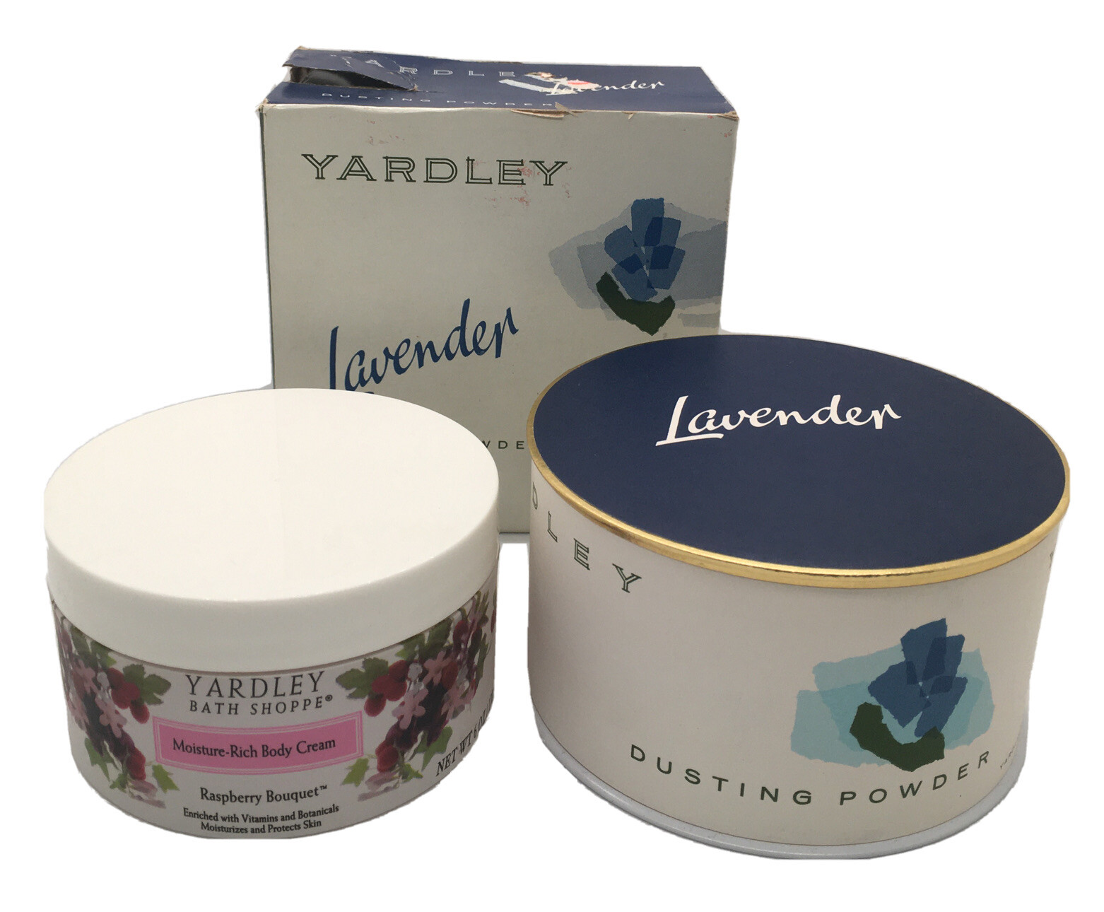 Yardley Raspberry Bouquet Body Cream 6 Oz. & Lavender Dusting Powder 5. ...