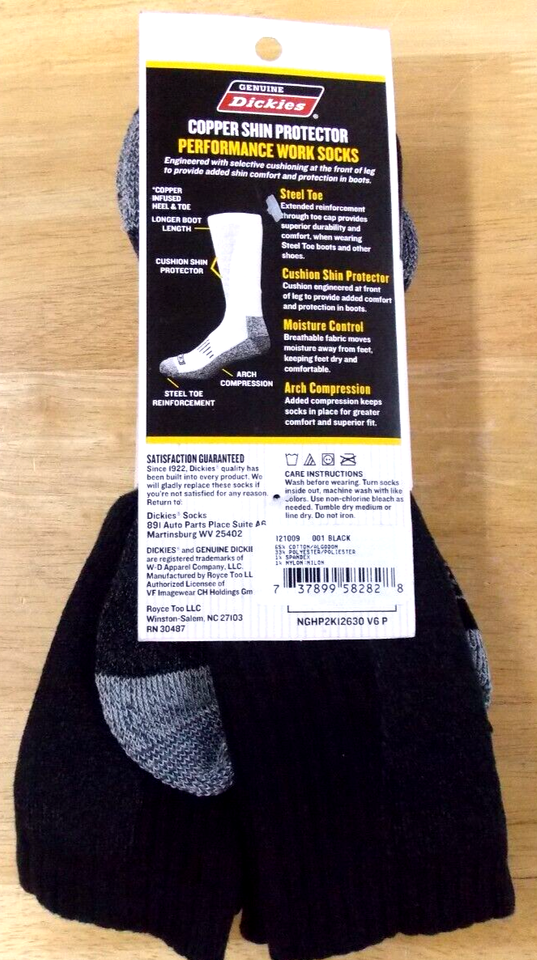 Dickies Shin Protector Boot Socks, Dickies Mens Socks 21009, 2 Pair ...