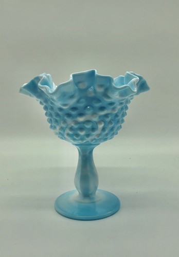 Vintage Blue White Marble Slag Glass Compote Candy Dish | eBay