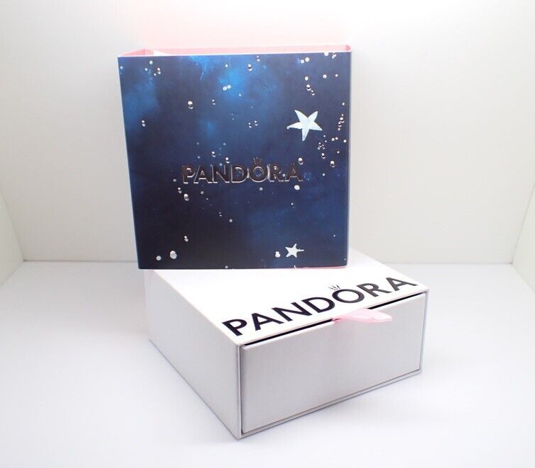 Authentic Pandora #B802518 Sparkling Square Blue Halo Jewelry Gift Set ...