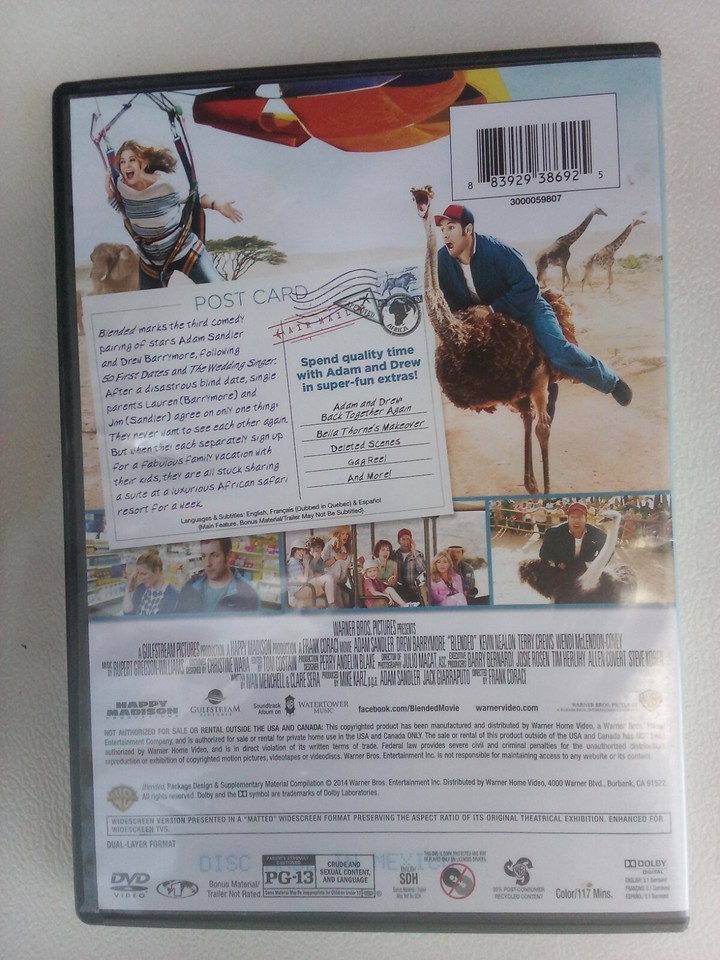 BLENDED DVD Movie Adam Sandler Drew Barrymore | eBay